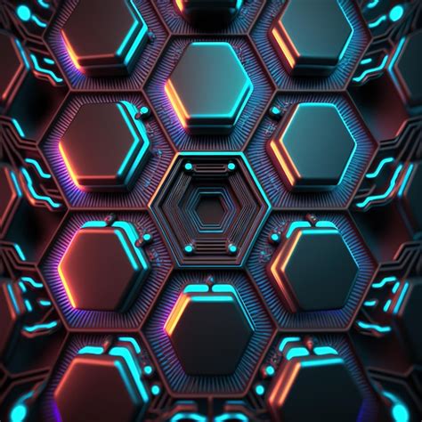 Premium Ai Image Hexagon Pattern Blending Fading High Tech Background