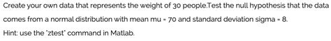 SOLVED Create Your Own Data That Represents The Weight Of 30 People