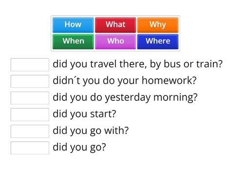 Past Simple Wh Questions Match Up
