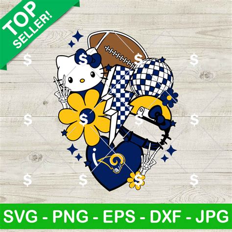 Los Angeles Rams Hello Kitty Football Svg Hello Kitty Nfl Svg Kitty Football Lightning Bolt Svg