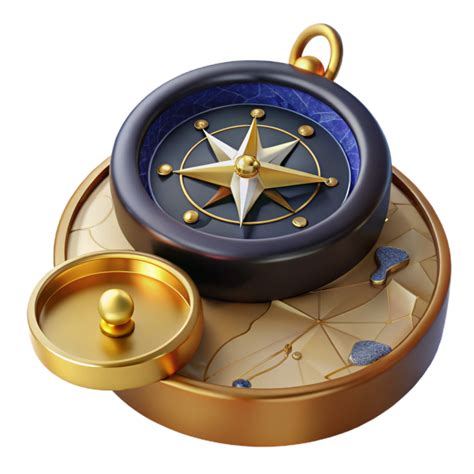 Wonderful Artistic Vintage Compass And Map On Tabletop Isolated Element