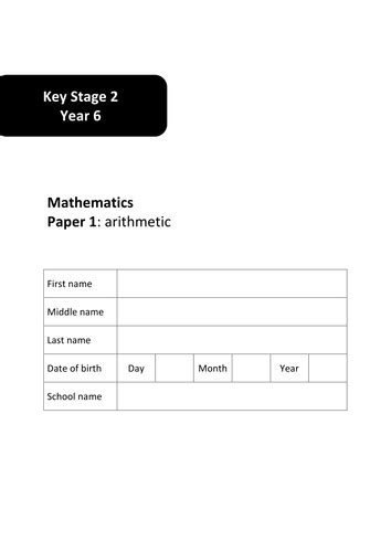 Sats Arithmetic And Reasoning Practice Test Paper Teaching Resources