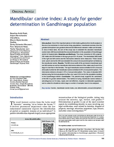 Pdf Mandibular Canine Index A Study For Gender Determination In