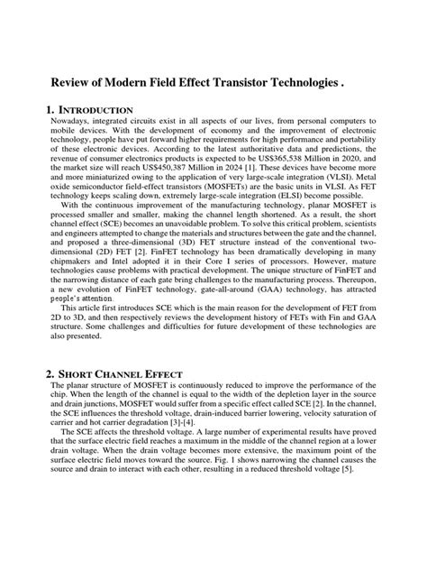 Review Of Modern Field Effect Transistor Technologie1 Pdf Field