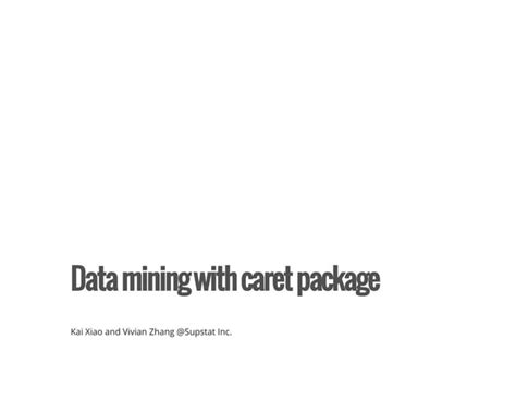 Data Mining With Caret Package Ppt