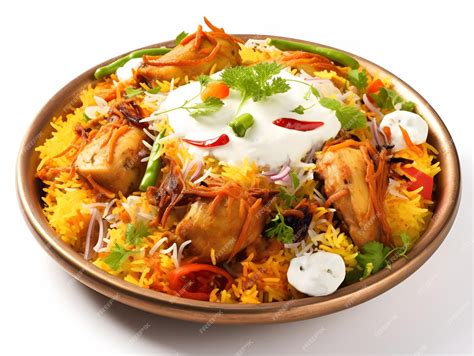 Premium Ai Image Aromatic Chicken Biryani With Raita Generative Ai