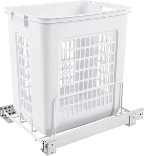 Amazon Com Rev A Shelf 24 White Wire Bin Rev A Motion Closet Hamper Silver Home Kitchen
