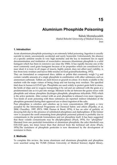 Pdf Aluminium Phosphide Poisoning
