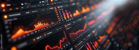 Data Analytic Black Background With Orange Lights Technology Summary Of Graph Data Banner