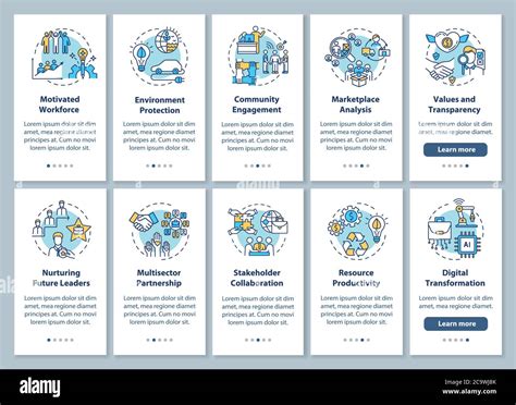 Sustainable Manufacture Onboarding Mobile App Page Screen With Concepts