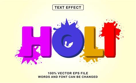 premium vector happy holi vector text effect 3d
