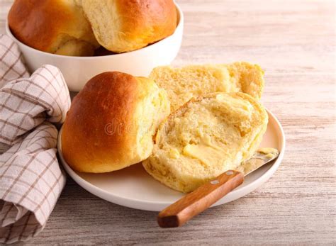 Homemade Milk Buns With Butter Stock Image Image Of Homemade Pastry