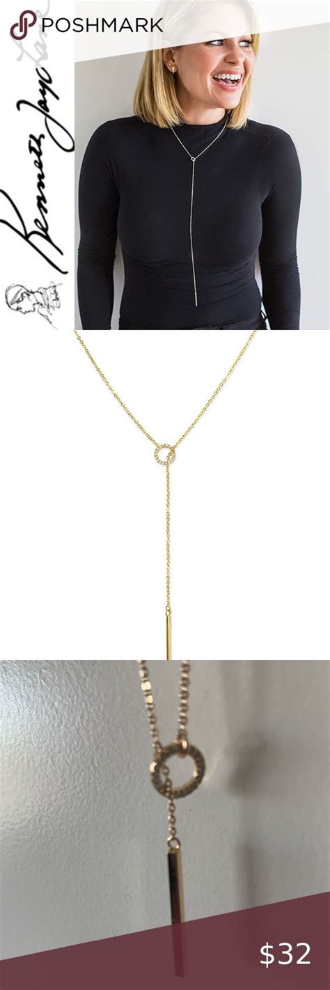 Cz Kenneth Jay Lane Y Necklace Circle Vertical Bar Fashion Womens