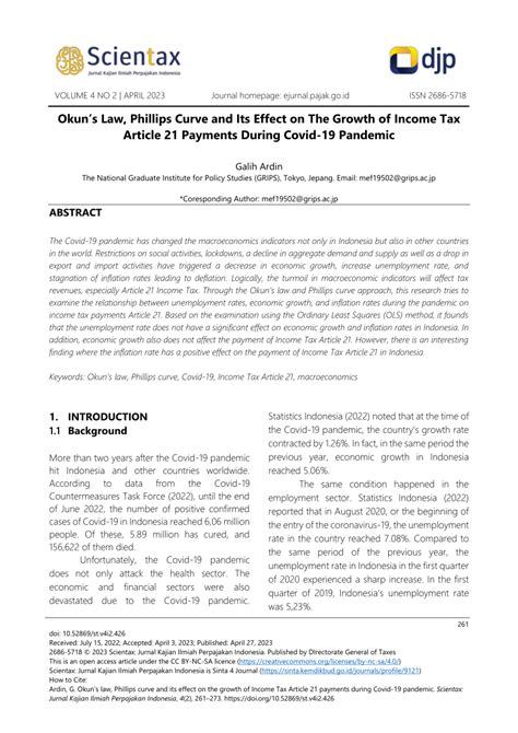Pdf Okuns Law Phillips Curve And Its Effect On The Growth Of Income