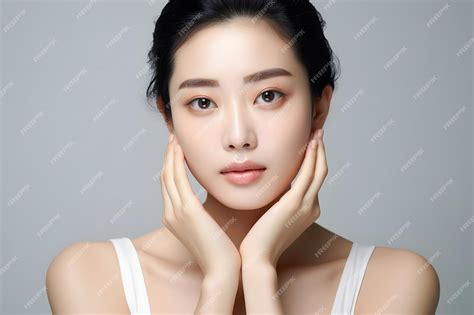 Premium Ai Image Confident Young Woman In White Tank Top Striking A
