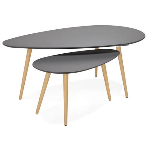 Kadima Design Beistelltisch Milla Tischset Holz Dunkles Grau Dark Grey