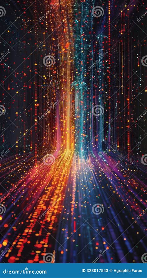 Colorful Abstract Light Trails In A Dark Background Digital Technology And Data Concept Stock