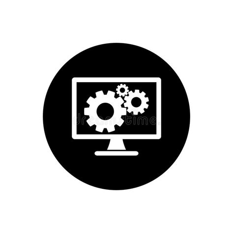 Computer Settings Icon Rounded Button Style Vector Stock Vector