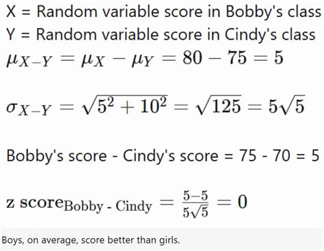 comparing z scores on two different tests