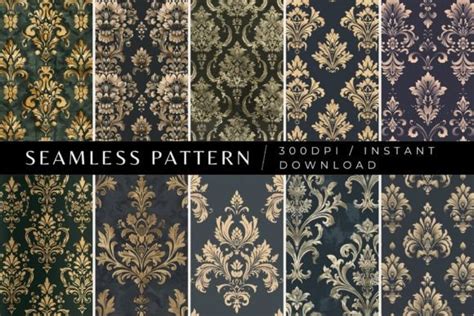 Eclipse Damask Seamless Patterns Graphic By Inknfolly · Creative Fabrica