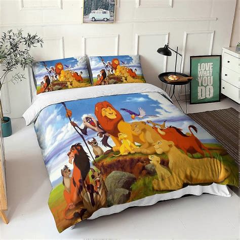 כיסוי שמיכת מלך האריות סט מצעי מיקרופייבר עם ציפיות הדפסה דיגיטלית D