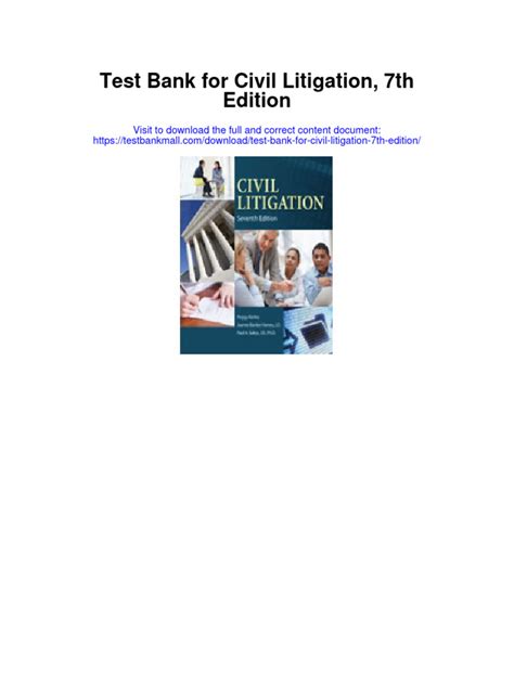 Test Bank For Civil Litigation 7th Edition Pdf Lawsuit Complaint