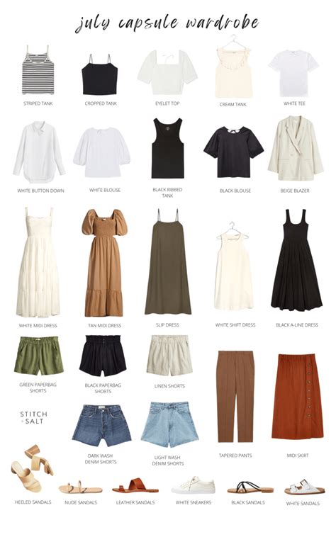 July Capsule Wardrobe Stitch And Salt Capsule Outfits Spring Summer