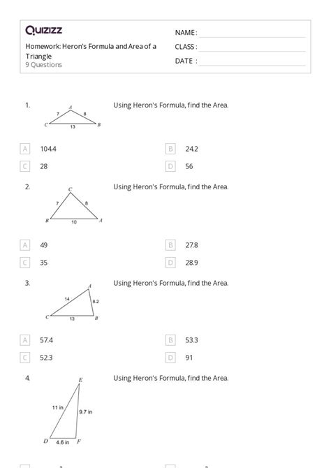 50 Area Of A Triangle Worksheets On Quizizz Free And Printable