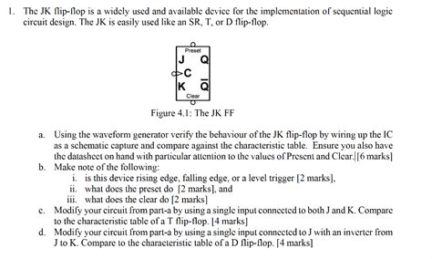 Solved 1 The JK Flip Flop Is A Widely Used And Available Chegg Com