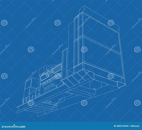 Generator Diesel And Gas Industrial Electric Generator Outline Stock Vector Illustration Of