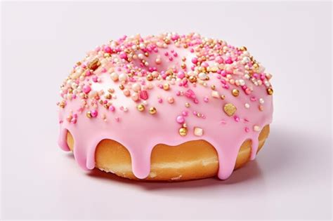 Premium Photo Ring Donut Adorned With Pink Cream And Sprinkles Shown