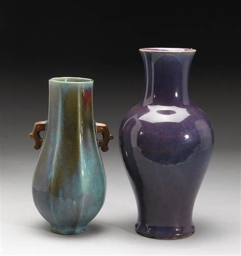Bonhams Two Flambé Glazed Stoneware Vases Late 18th19th Century