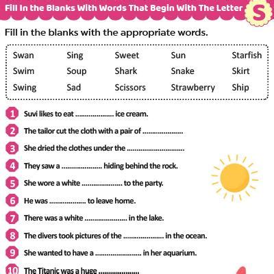 Complete The Sentences With Words That Start With S