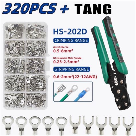 Terminal Wire Crimp Connector Kit 320 PCS Plier Stripping Konektor