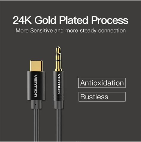 Vention Type C To 35mm Male Spring Audio Cable Hifi Sound Quality