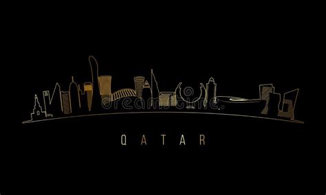 golden qatar skyline silhouette stock vector illustration of