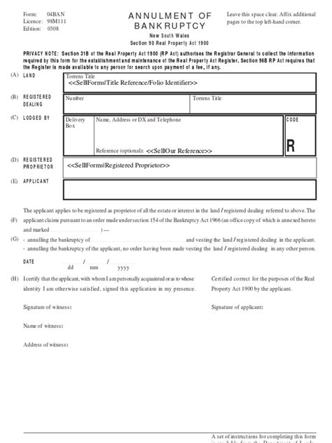 Annulment Of Bankruptcy Form Nsw Pdf