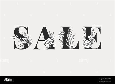 Sale Floral Typography Font Vector Stock Vector Image And Art Alamy