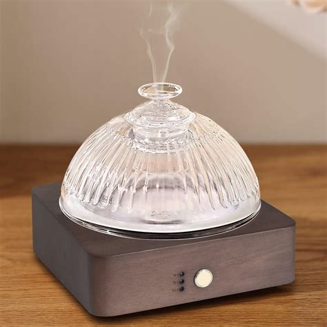 Lecdura Glass Essential Oil Diffuser With Glass Reservoir And Wood Base