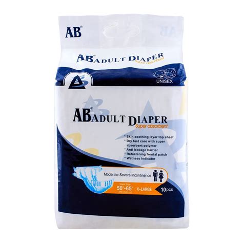 Ab Adult Diaper 50′ 65′ Waist X Large 10 Pack Ab Diapers