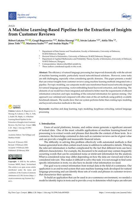 Pdf A Machine Learning Based Pipeline For The Extraction Of Insights