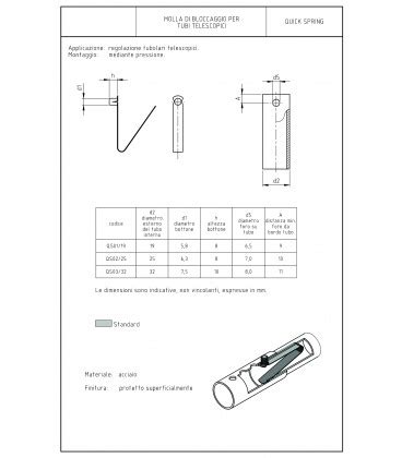 Packaging Pin Locking Spring For Telescopic Tubes 10pcs