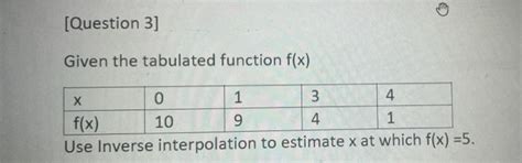solved [question 3] given the tabulated function f x Х 0 1