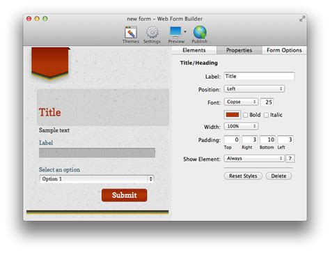 Editing A Custom Form Theme For Os X Coffeecup Software