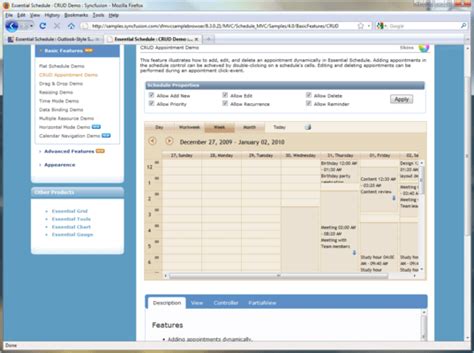 Screenshot Of Syncfusion Essential Schedule For Aspnet Mvc