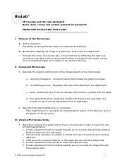 Lab 3 Report Microscope Doc BioLab3 Microscope And The Cell Lab Report Name Date Course And