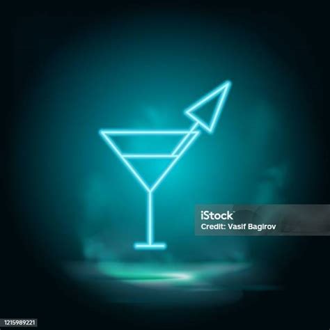 알코올 칵테일 음료 벡터 네온 아이콘 음식 블루 네온 그림입니다 알코올 칵테일 음료 벡터 네온 아이콘 과일에 대한 스톡 벡터 아트 및 기타 이미지 Istock