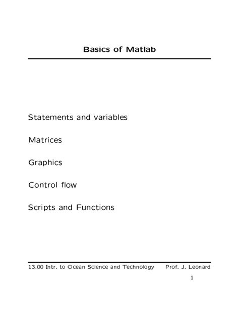 Matlab Handout Pdf