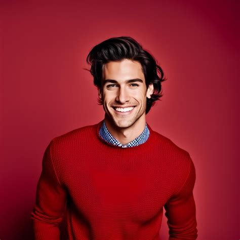 Premium Ai Image Photo Handsome Young Boy Wearing Stylish Red Sweater