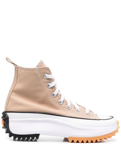 Converse Hi Top Chunky Platform Sneakers In Nude ModeSens